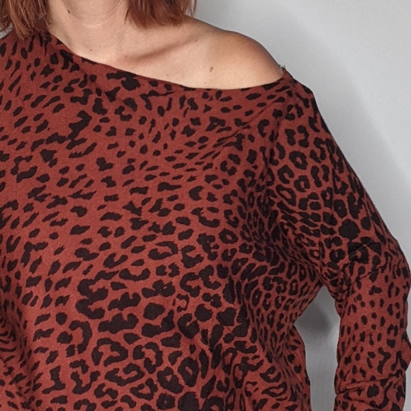 entro | Tops | Entro Anthro Leopard Print Off The Shoulder Tinic Top ...